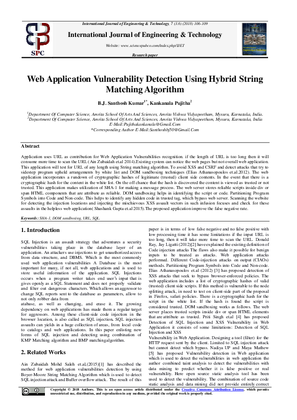 (PDF) Web Application Vulnerability Detection Using Hybrid String Matching Algorithm