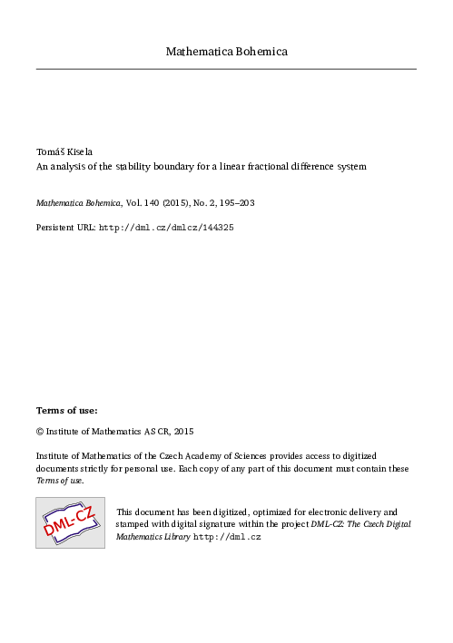 (PDF) An analysis of the stability boundary for a linear fractional ...