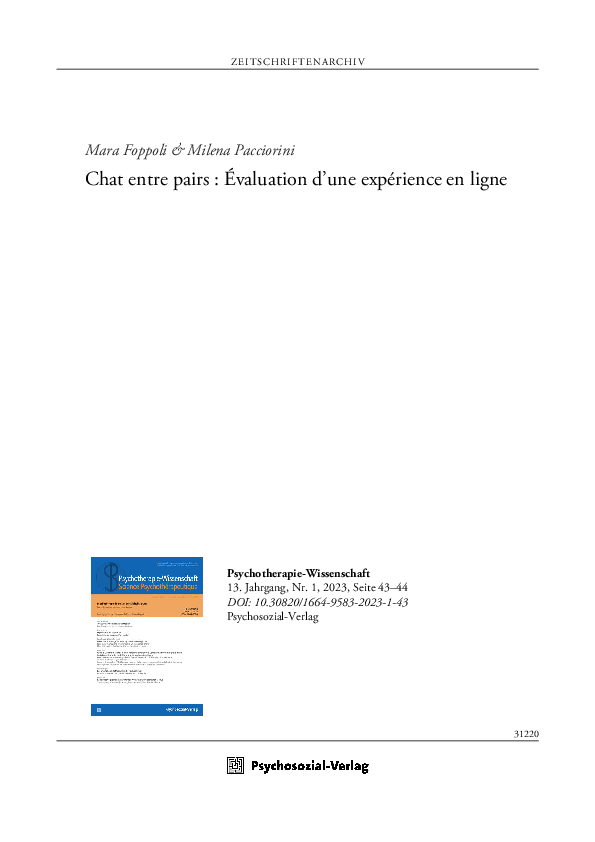 (PDF) Chat entre pairs : Évaluation d’une expérience en ligne