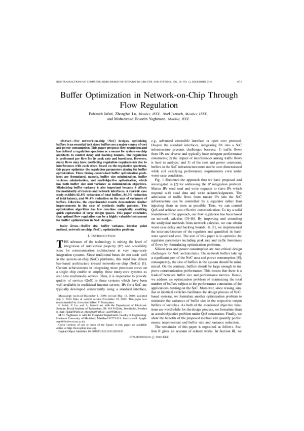 (PDF) Buffer Optimization in Network-on-Chip Through Flow Regulation