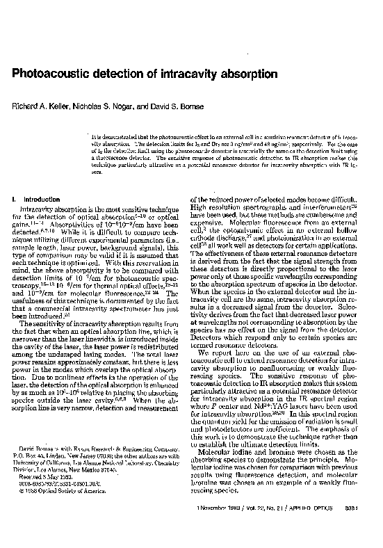 (PDF) Photoacoustic detection of intracavity absorption