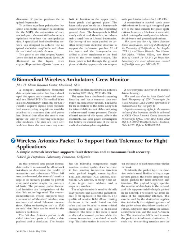 (PDF) Wireless Avionics Packet to Support Fault Tolerance for Flight Applications