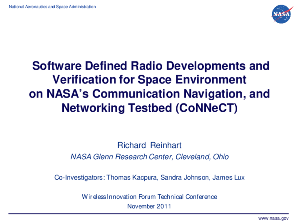 (PDF) Software Defined Radio Developments and Verification for Space Environment on NASAs ...