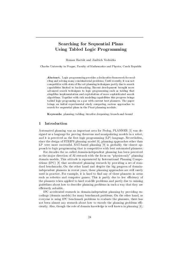 (PDF) Searching for Sequential Plans Using Tabled Logic Programming