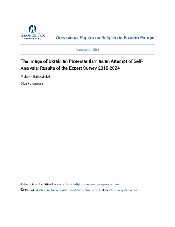 (PDF) The Image of Ukrainian Protestantism as an Attempt of Self ...