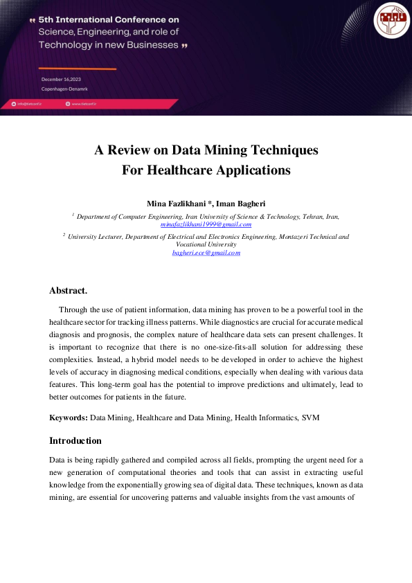 (PDF) A Review on Data Mining Techniques For Healthcare Applications