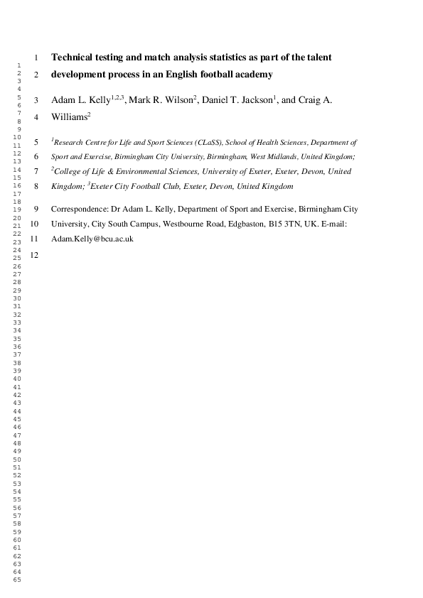 (PDF) Technical testing and match analysis statistics as part of the ...