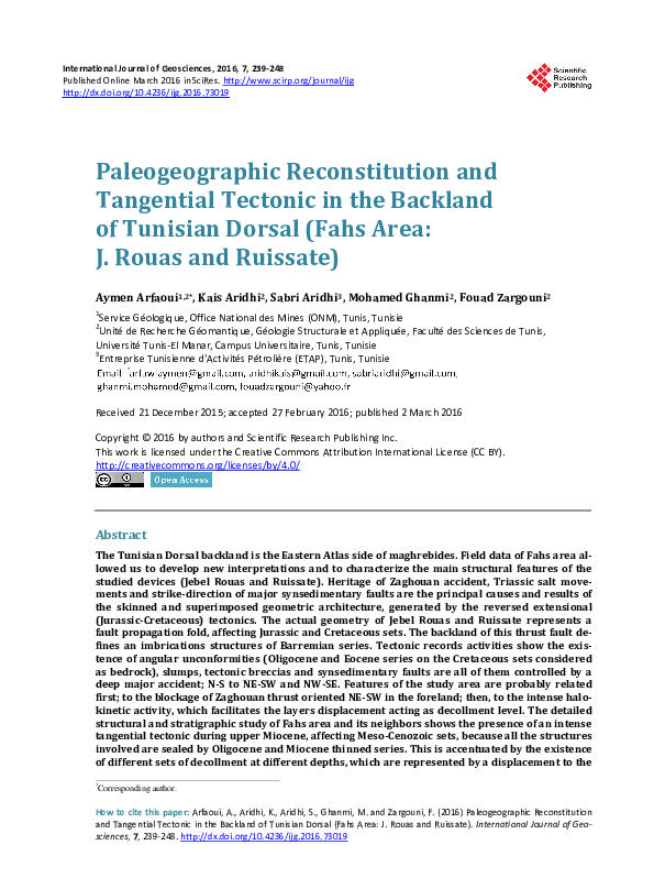 (PDF) Paleogeographic Reconstitution and Tangential Tectonic in the ...