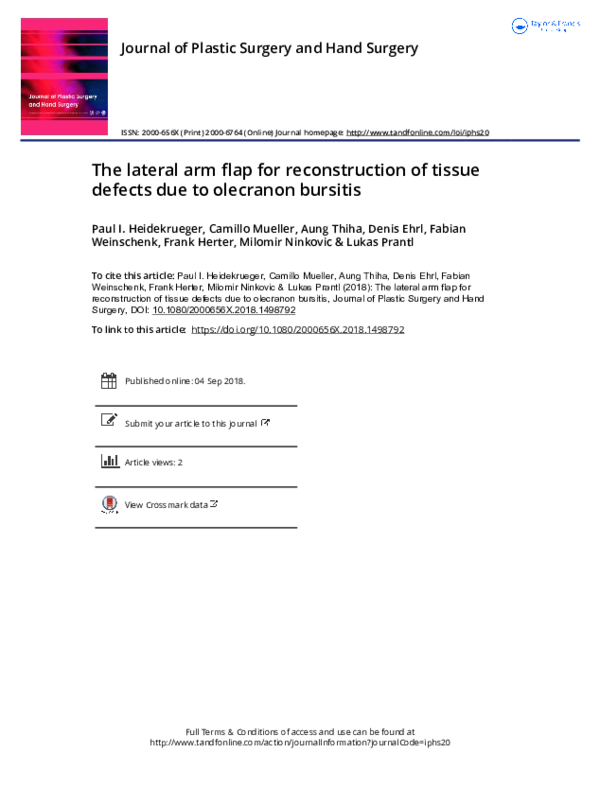 (PDF) The lateral arm flap for reconstruction of tissue defects due to ...