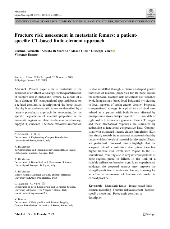 (PDF) Fracture risk assessment in metastatic femurs: a patient-specific ...