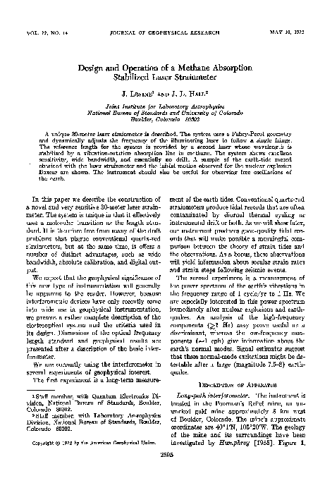 (PDF) Design and operation of a methane absorption stabilized laser ...