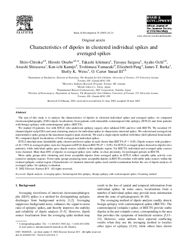 (PDF) Characteristics of dipoles in clustered individual spikes and ...