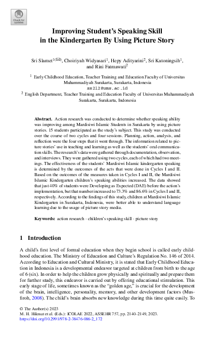 (PDF) Improving Student’s Speaking Skill in the Kindergarten By Using ...