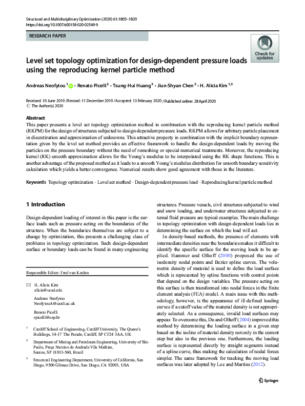 (PDF) Level set topology optimization for design-dependent pressure loads using the reproducing ...