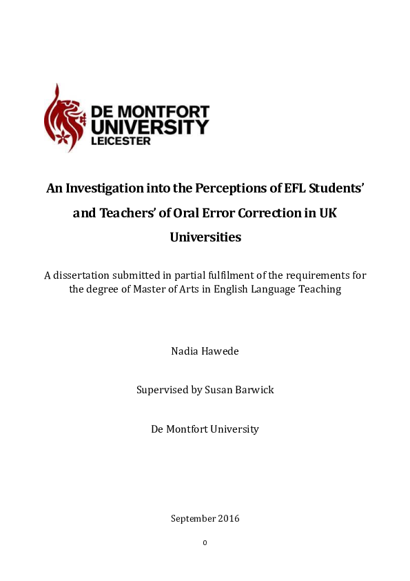 (PDF) An Investigation into the Perceptions of EFL Students' and ...