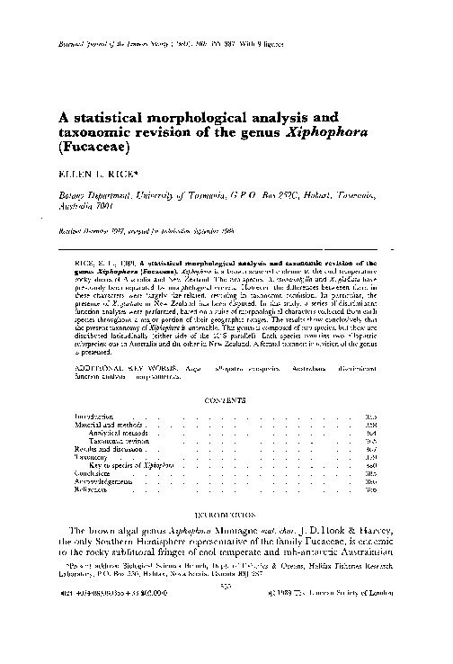 (PDF) A statistical morphological analysis and taxonomic revision of ...