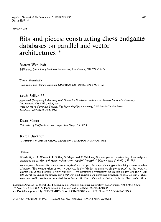 (PDF) Bits and pieces: constructing chess endgame databases on parallel ...