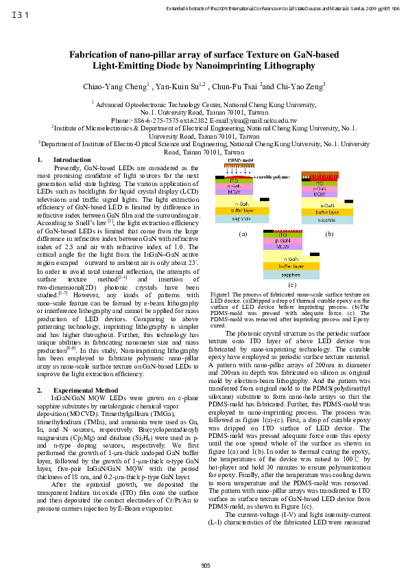 (PDF) Fabrication of Nano-pillar Array of Surface Texture on GaN-based ...