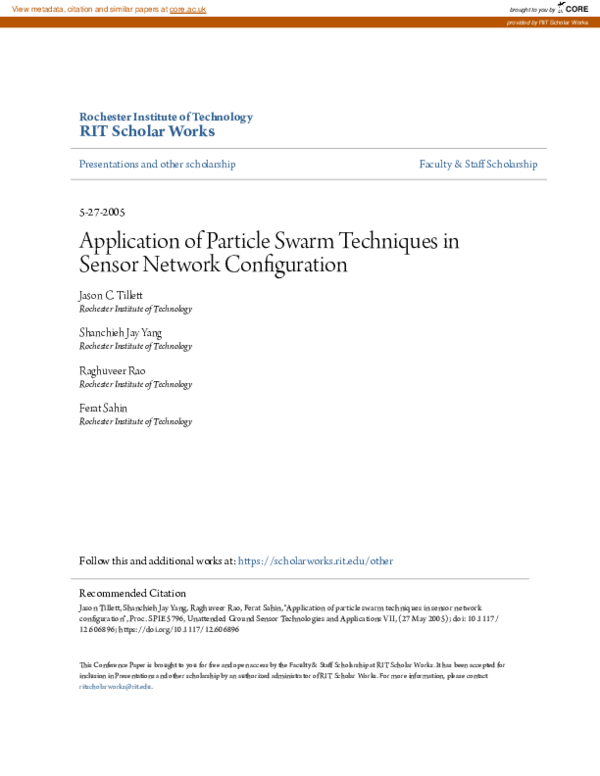 (PDF) Application of particle swarm techniques in sensor network configuration