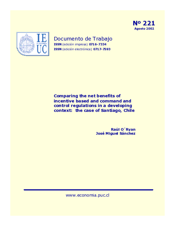(PDF) Comparing the net benefits of incentive based and command and ...