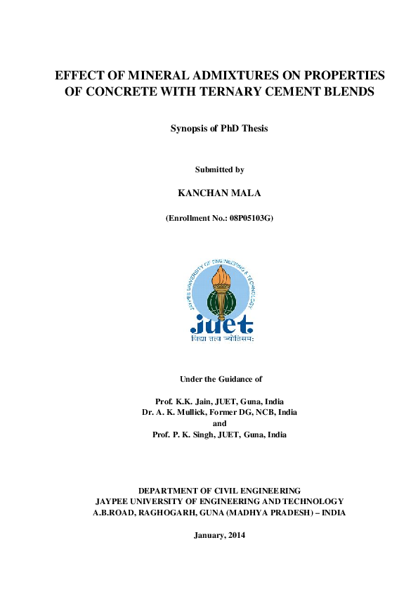 (PDF) Effect of mineral admixtures on properties of concrete with ...