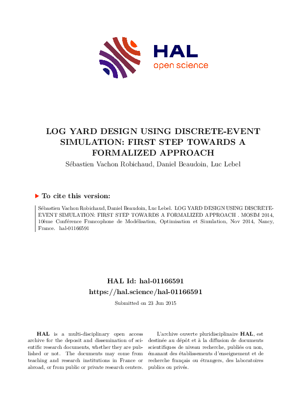 (PDF) Log Yard Design Using Discrete-Event Simulation: First Step Towards a Formalized Approach