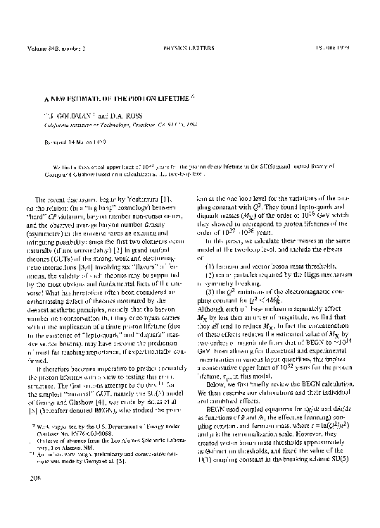 (PDF) A new estimate of the proton lifetime