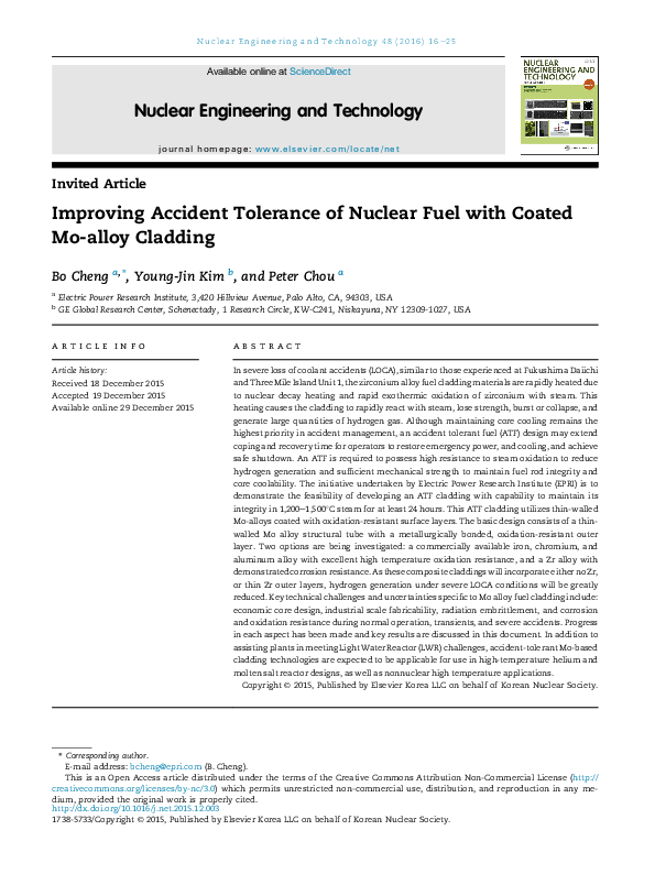 (PDF) Improving Accident Tolerance of Nuclear Fuel with Coated Mo-alloy ...