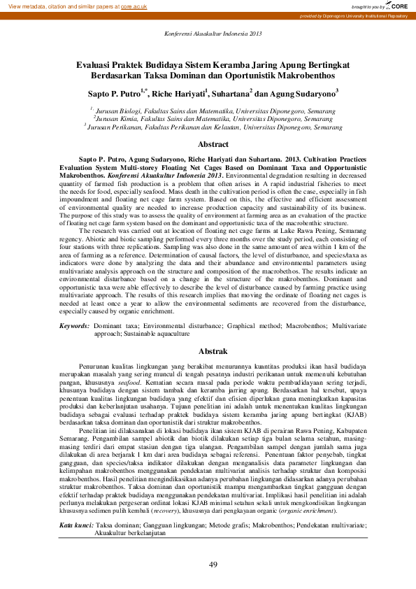 (PDF) Evaluasi Praktek Budidaya Sistem Keramba Jaring Apung Bertingkat ...