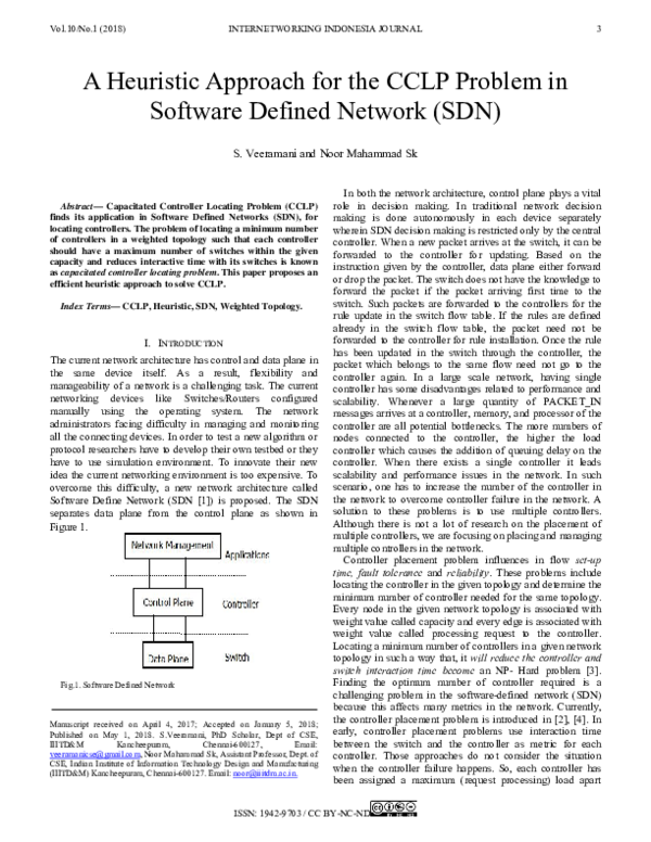 (PDF) A Heuristic Approach for the CCLP Problem in Software Defined Network ( SDN )