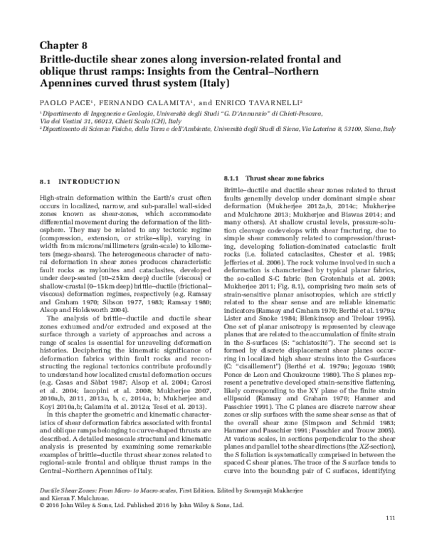 (PDF) Brittle-ductile shear zones along inversion-related frontal and oblique thrust ramps