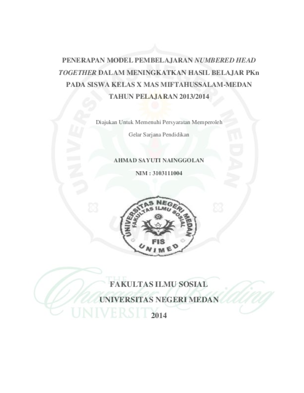 (PDF) Penerapan Model Pembelajaran Numbered Head Together Dalam Meningkatkan Hasil Belajar PKN ...