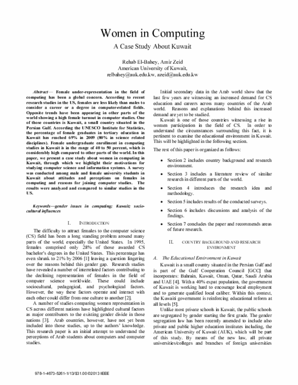 (PDF) Women in computing A case study about Kuwait