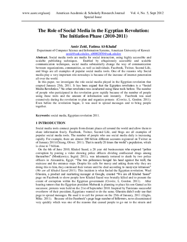 (PDF) The Role of Social Media in the Egyptian Revolution: The ...