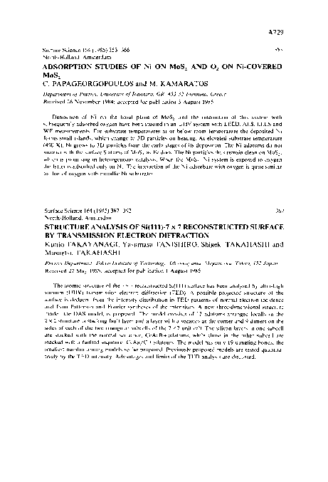 (PDF) Structure analysis of Si(111)-7 × 7 reconstructed surface by ...