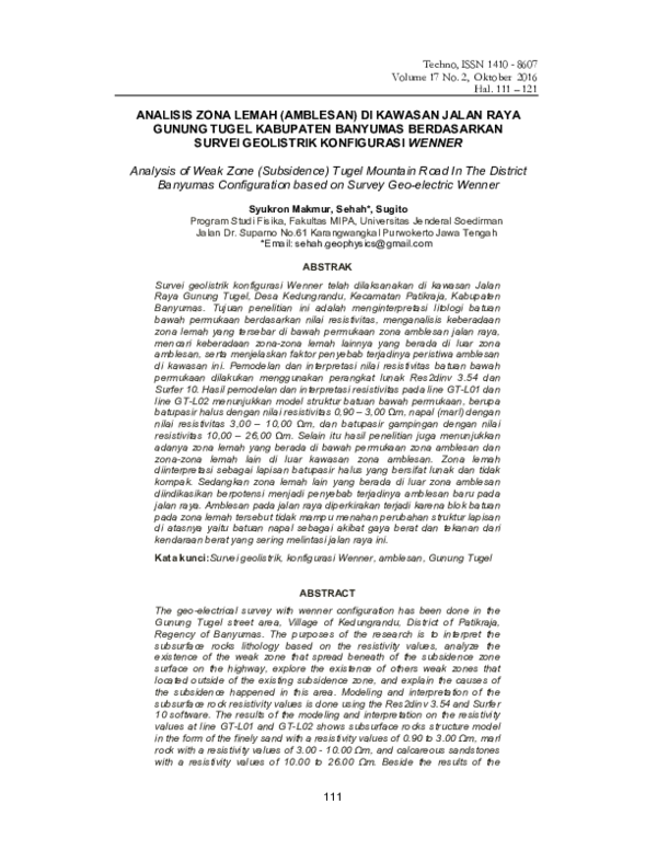 (PDF) Analisis Zona Lemah (Amblesan) DI Kawasan Jalan Raya Gunung Tugel ...