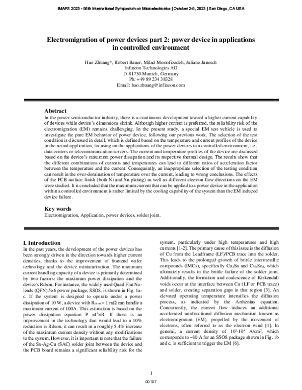 (PDF) Electromigration of Power Devices Part 2: Power Device in Applications in Controlled ...