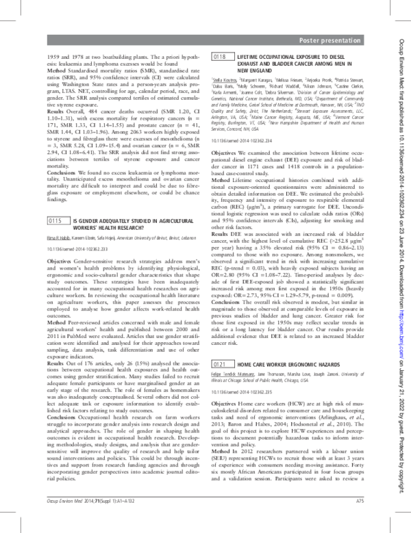 (PDF) 0118 Lifetime Occupational Exposure to Diesel Exhaust and Bladder ...