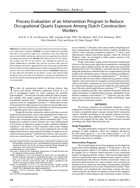 (PDF) Process Evaluation of an Intervention Program to Reduce ...