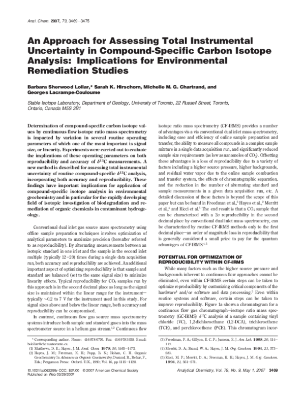 (PDF) An Approach for Assessing Total Instrumental Uncertainty in Compound-Specific Carbon ...