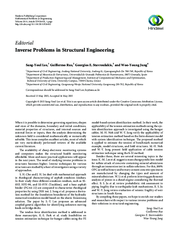 (PDF) Inverse Problems in Structural Engineering