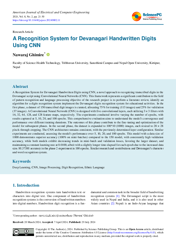 (PDF) A Recognition System for Devanagari Handwritten Digits Using CNN