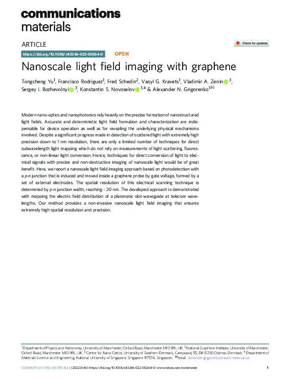 (PDF) Nanoscale light field imaging with graphene