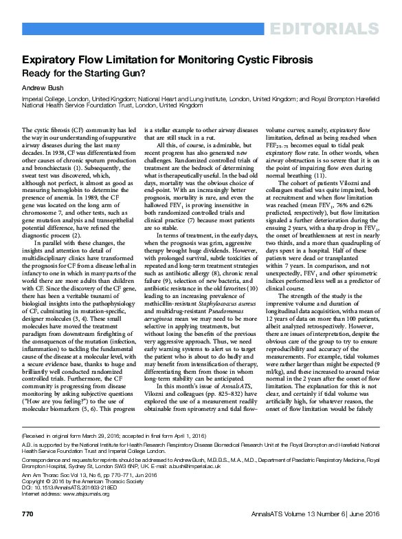 (PDF) Expiratory Flow Limitation for Monitoring Cystic Fibrosis. Ready ...