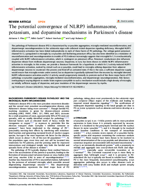 (PDF) The potential convergence of NLRP3 inflammasome, potassium, and dopamine mechanisms in ...
