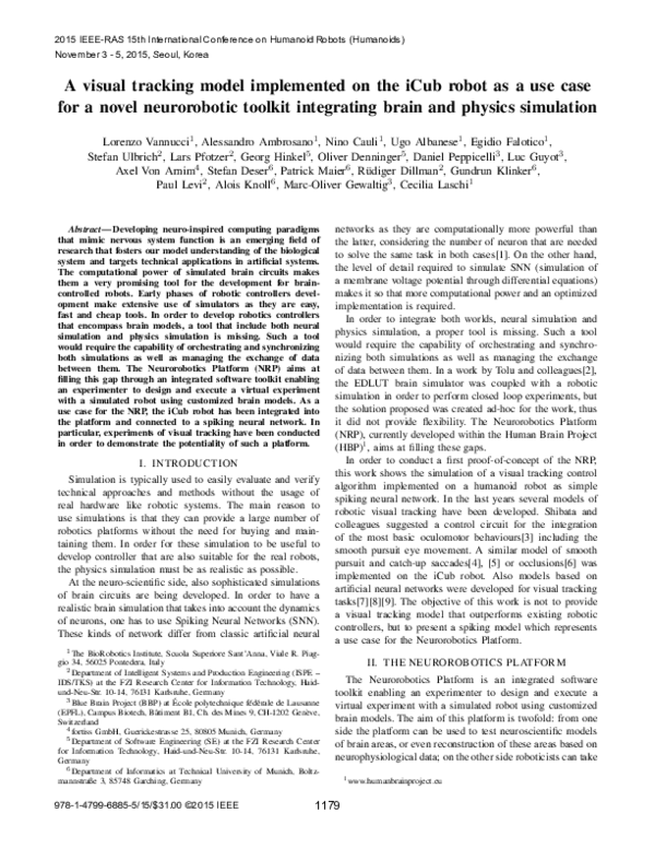 (PDF) A visual tracking model implemented on the iCub robot as a use ...