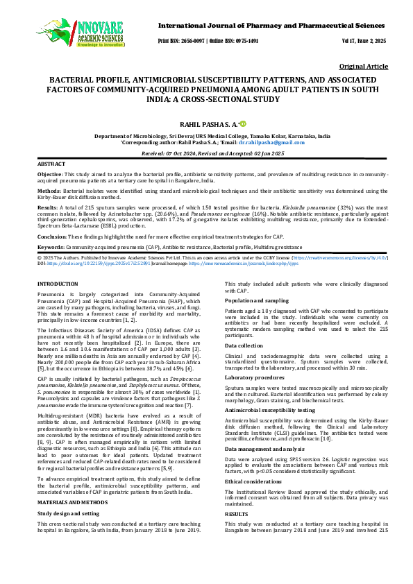 (PDF) BACTERIAL PROFILE, ANTIMICROBIAL SUSCEPTIBILITY PATTERNS, AND ASSOCIATED FACTORS OF ...