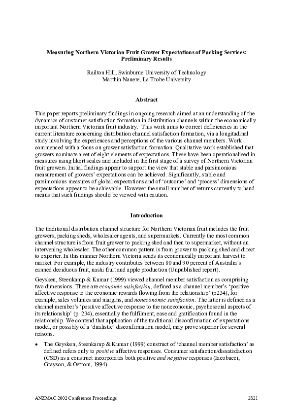 (PDF) Measuring Northern Victorian fruit grower expectations of packing ...