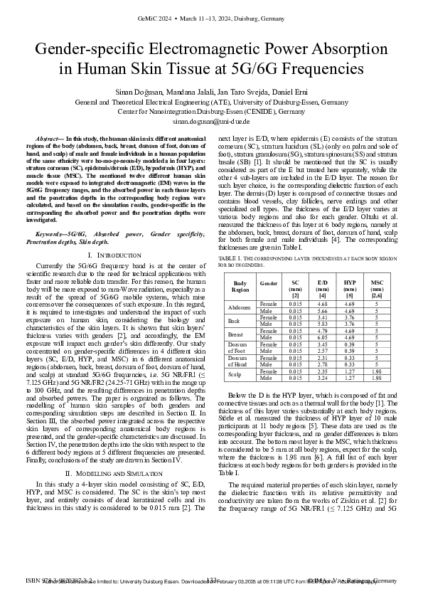 (PDF) Gender-specific Electromagnetic Power Absorption in Human Skin ...