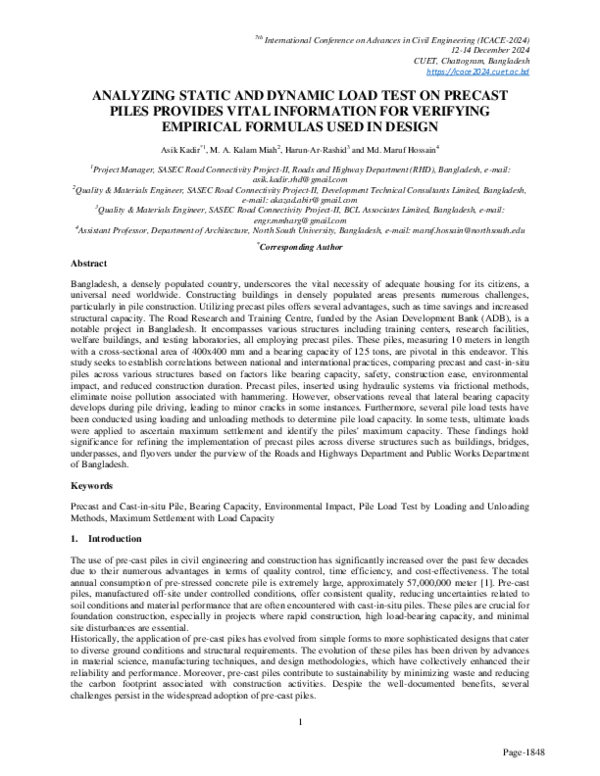(PDF) ANALYZING STATIC AND DYNAMIC LOAD TEST ON PRECAST PILES PROVIDES ...